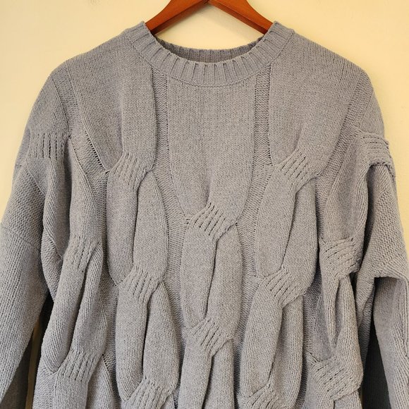 J. Jill | Sweaters | Jjill Women Chenille Chucky Sweater Blue Cable ...